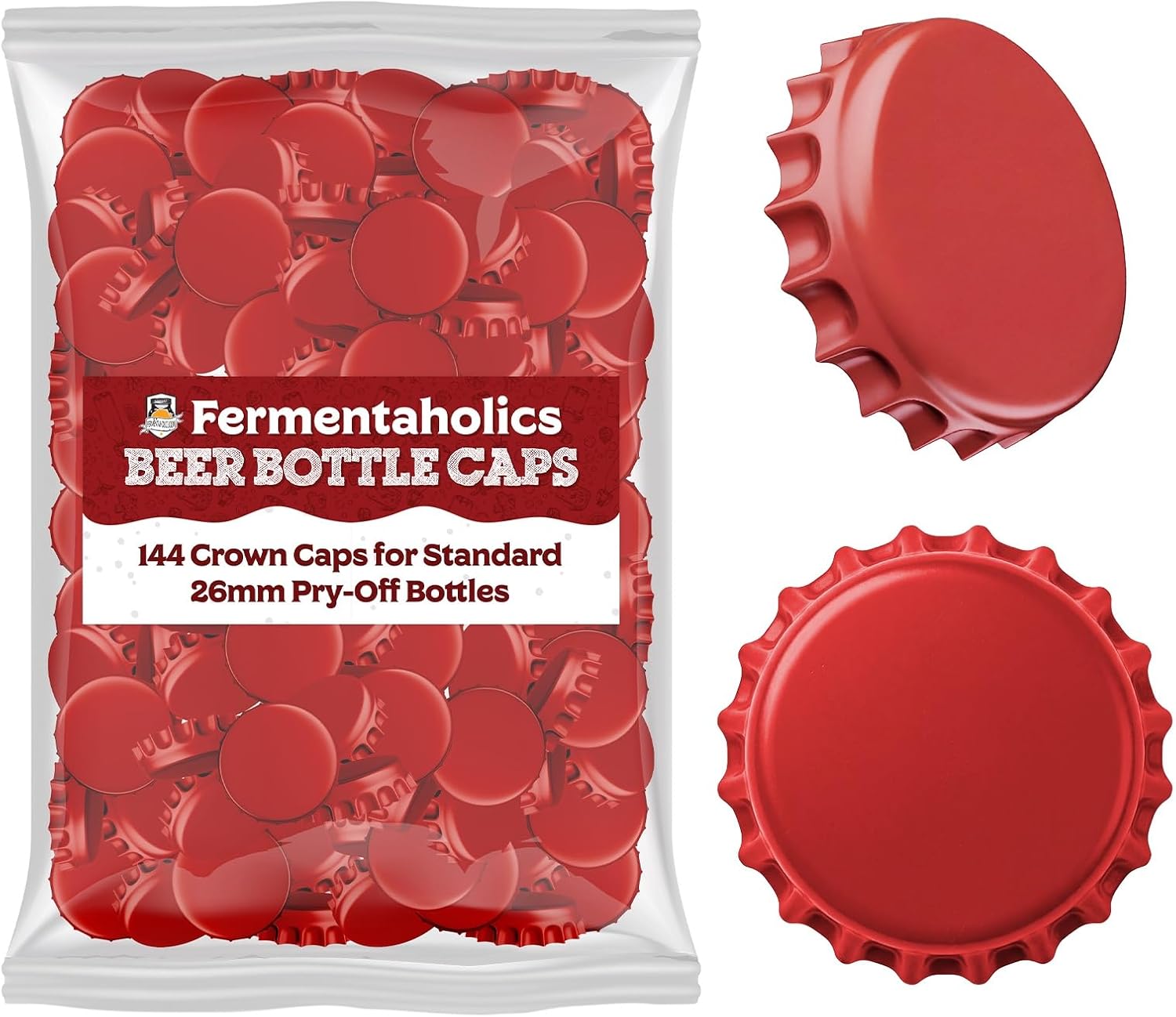 Amazon.com: Fermentaholics Red Beer Bottle Caps - 144 Count Oxygen ...