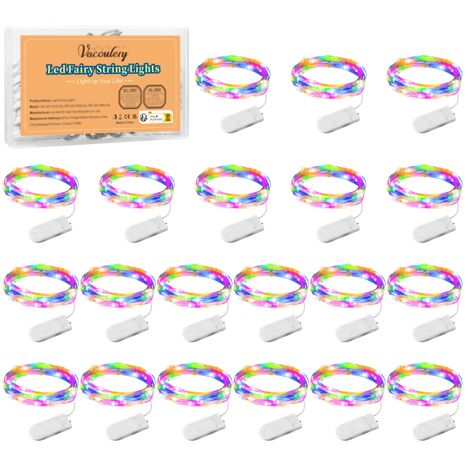 Micro Led String Lights Battery Powered, 20pack Fairy Lights 1M 10 LED ...