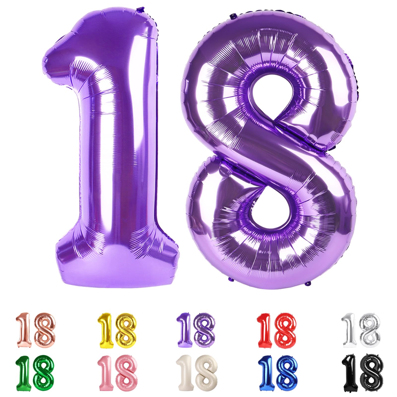 Amazon.com: 18 Balloon Numbers, Number 18 Balloons 40 In, 18th Birthday ...