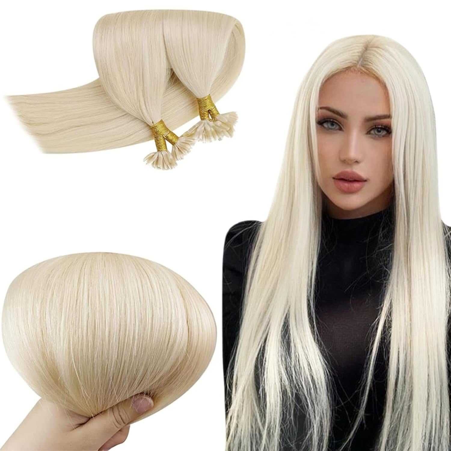 Amazon.com : RUNATURE Blonde U Tip Hair Extensions Real Human Hair 24 ...