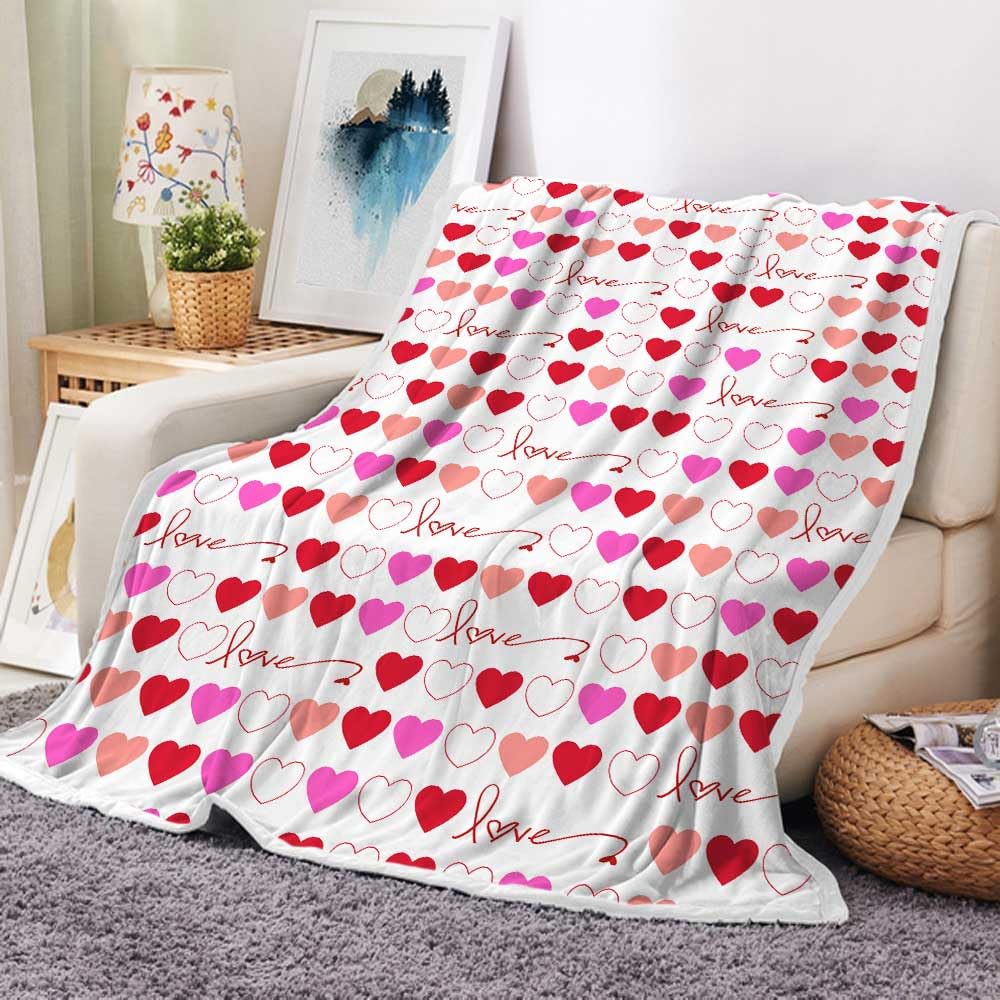 Amazon.com: Valentine's Day Throw Blanke, Heart-Shaped Pattern Red and ...