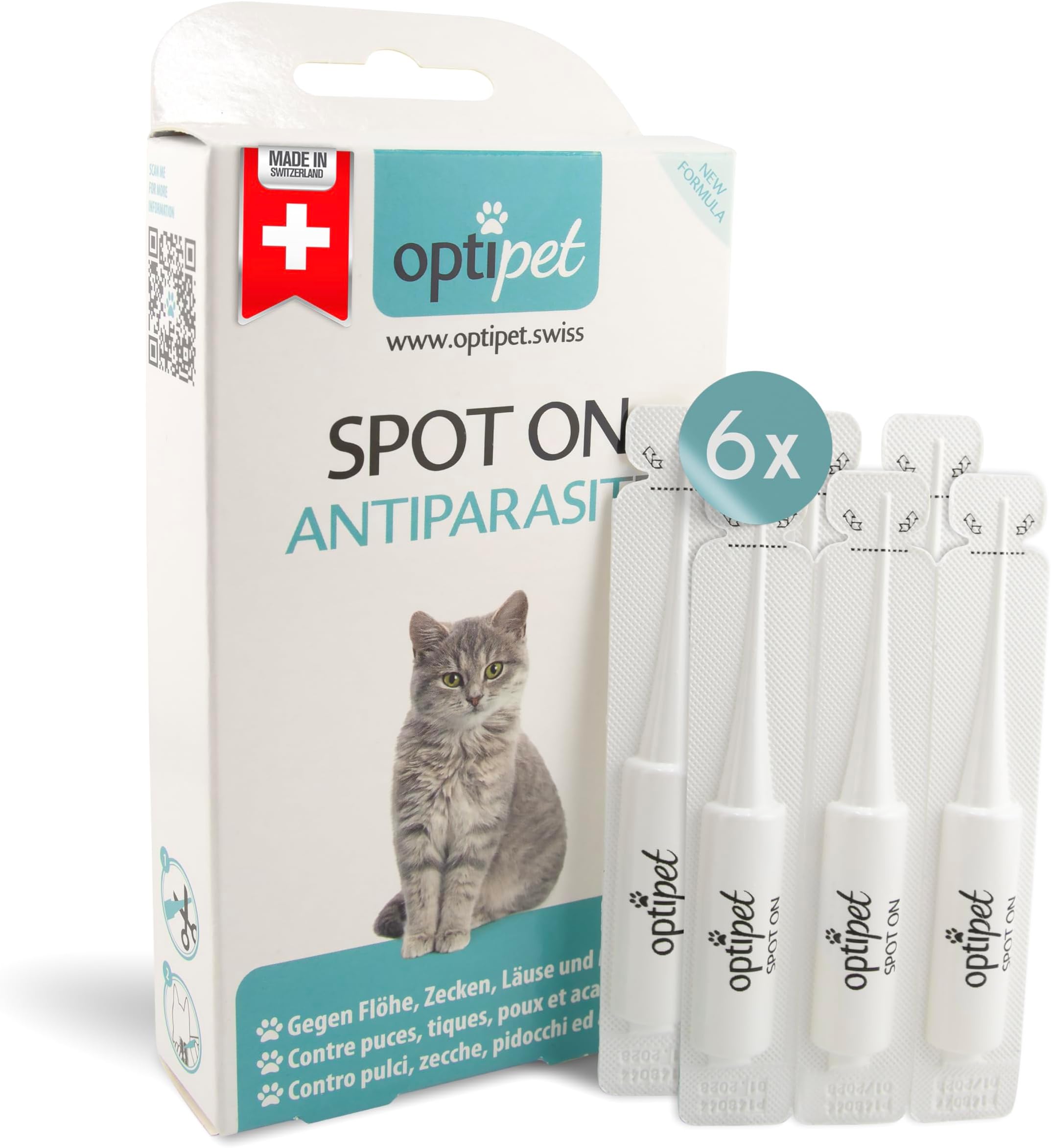 OptiPet Spot On Pipetten für Katzen 6x1ml - Hochwirksame Tropfen gegen ...