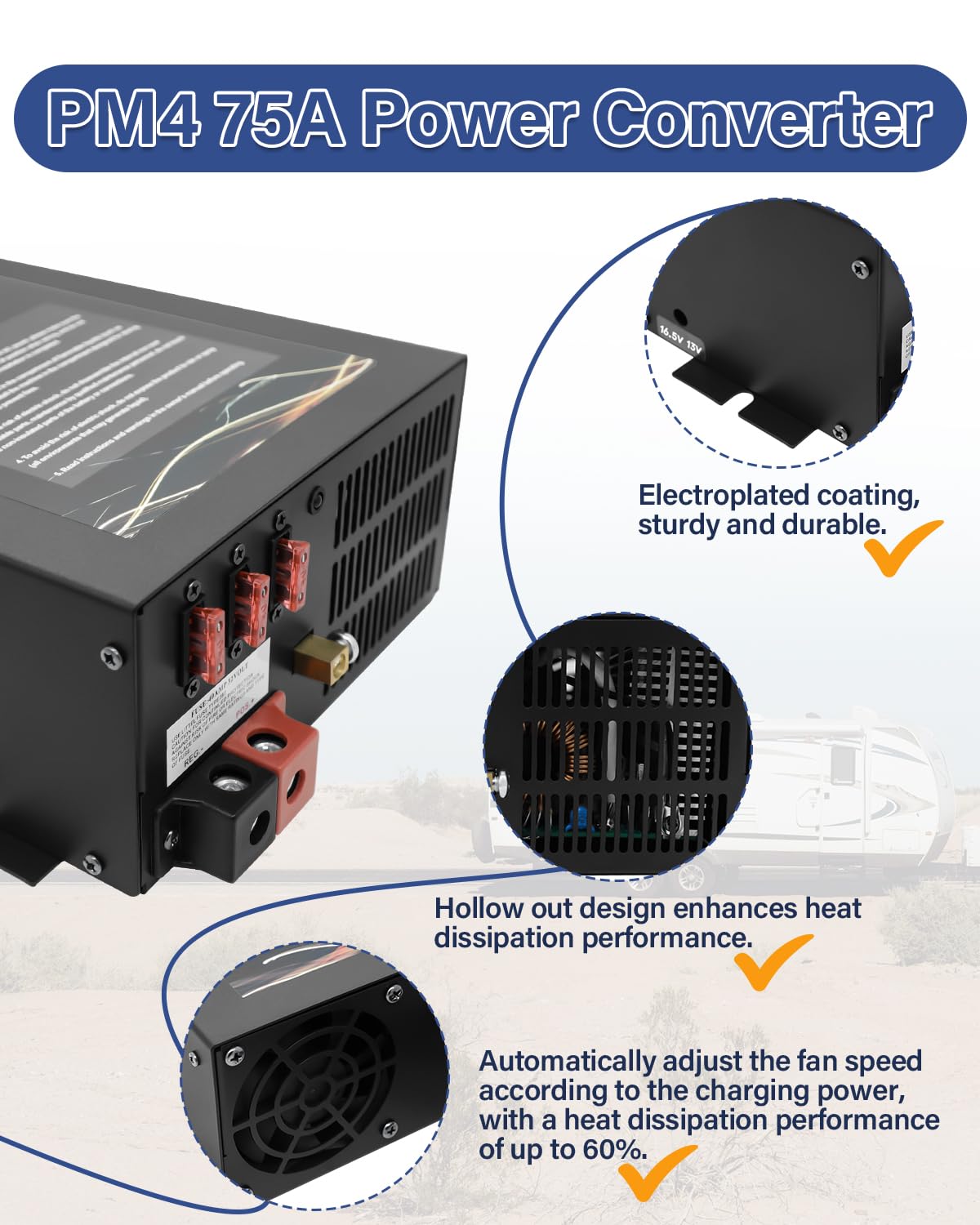 Snapklik.com : PM4 75A RV Power Converter Charger For All Battery Types ...