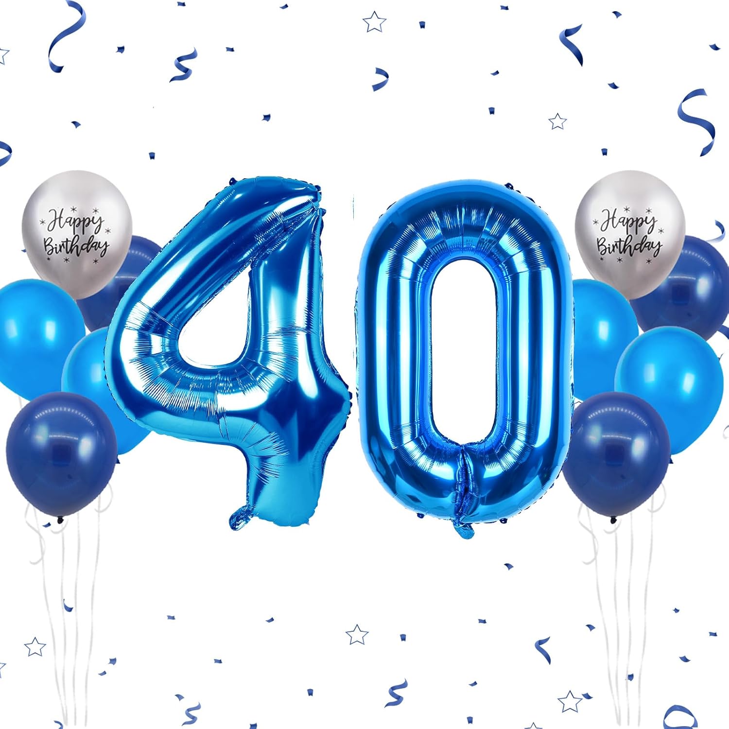 Amazon.com: 40 Inch Blue Number 40 Balloons, 40th Birthday Balloons ...