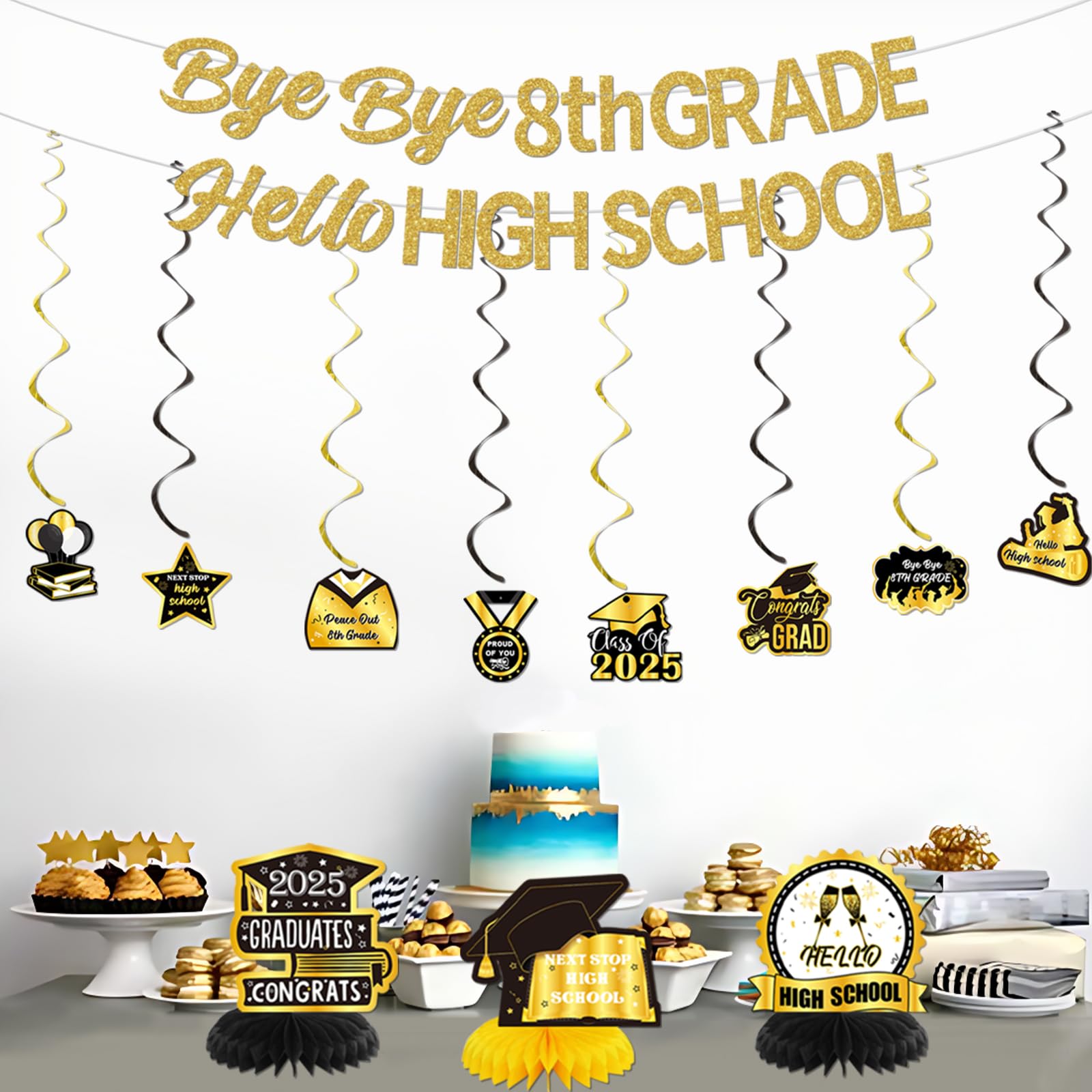 6th Grade Graduation Decorations NO-DIY Glittery 8th Grade Graduation ...