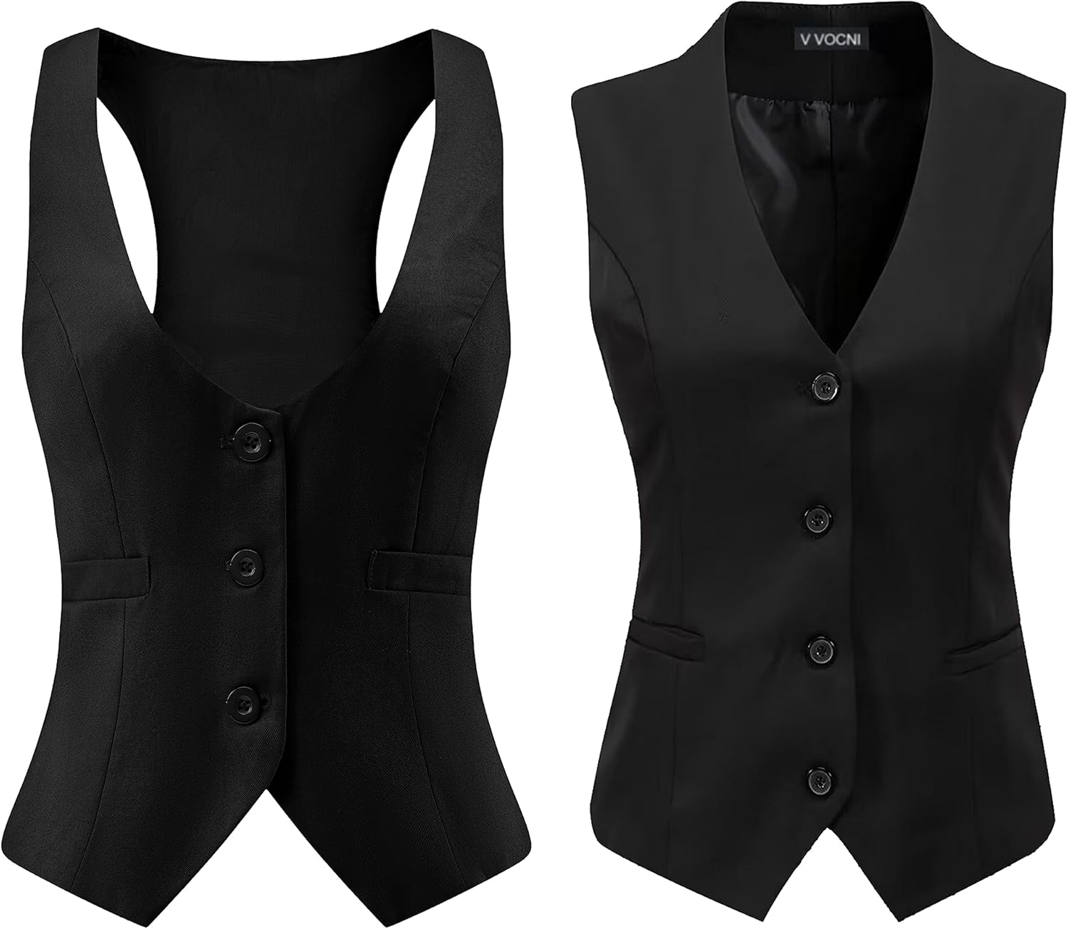 Amazon.com: V VOCNI Women's Fully Lined 4 Button Waistcoat Vest Bundle ...