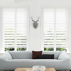 Amazon.com: Bliwans Zebra Roller Shades,70" W X 64" H, White-Cordless Zebra Blinds,24" W X 72" H ...