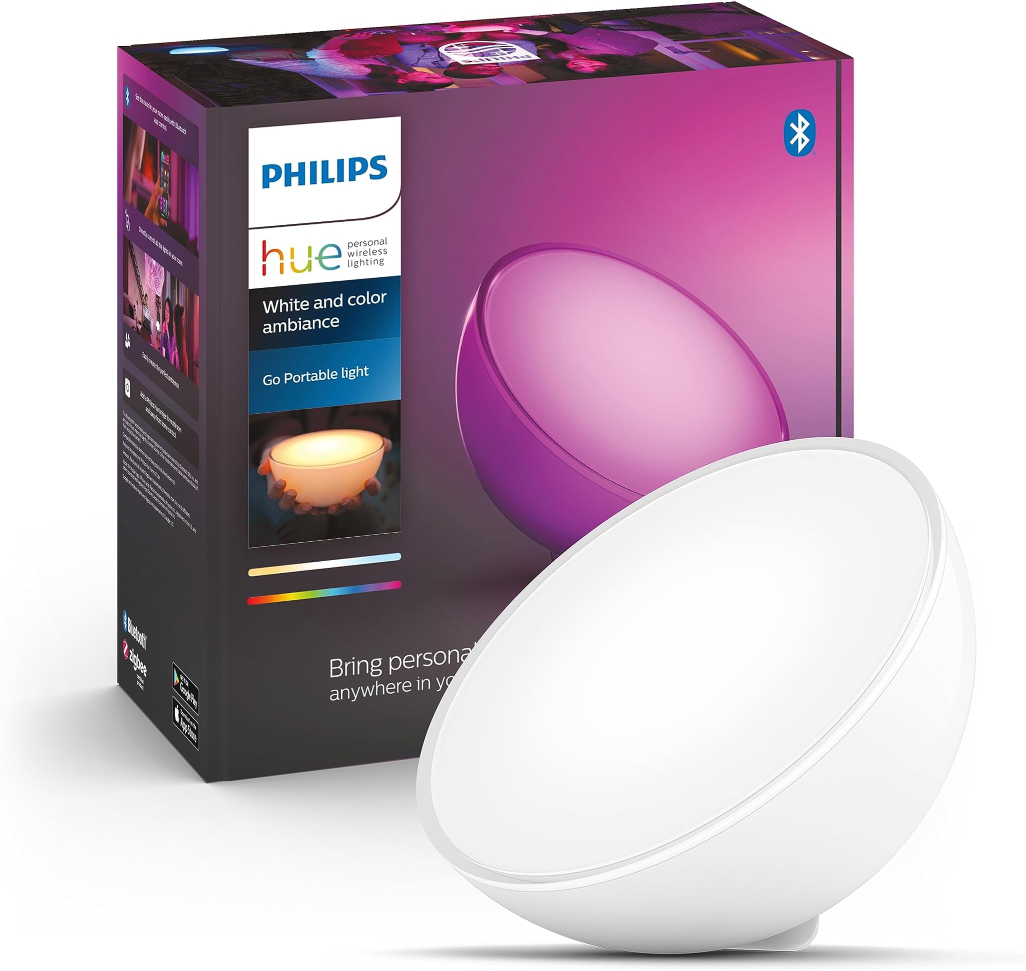 Philips Hue White & Color Ambiance Go Tischleuchte (530 lm), dimmbare ...