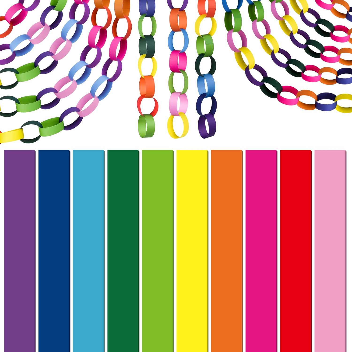 Amazon.com: CHRORINE 600Pcs Colorful Paper Chains Strips for Birthday ...