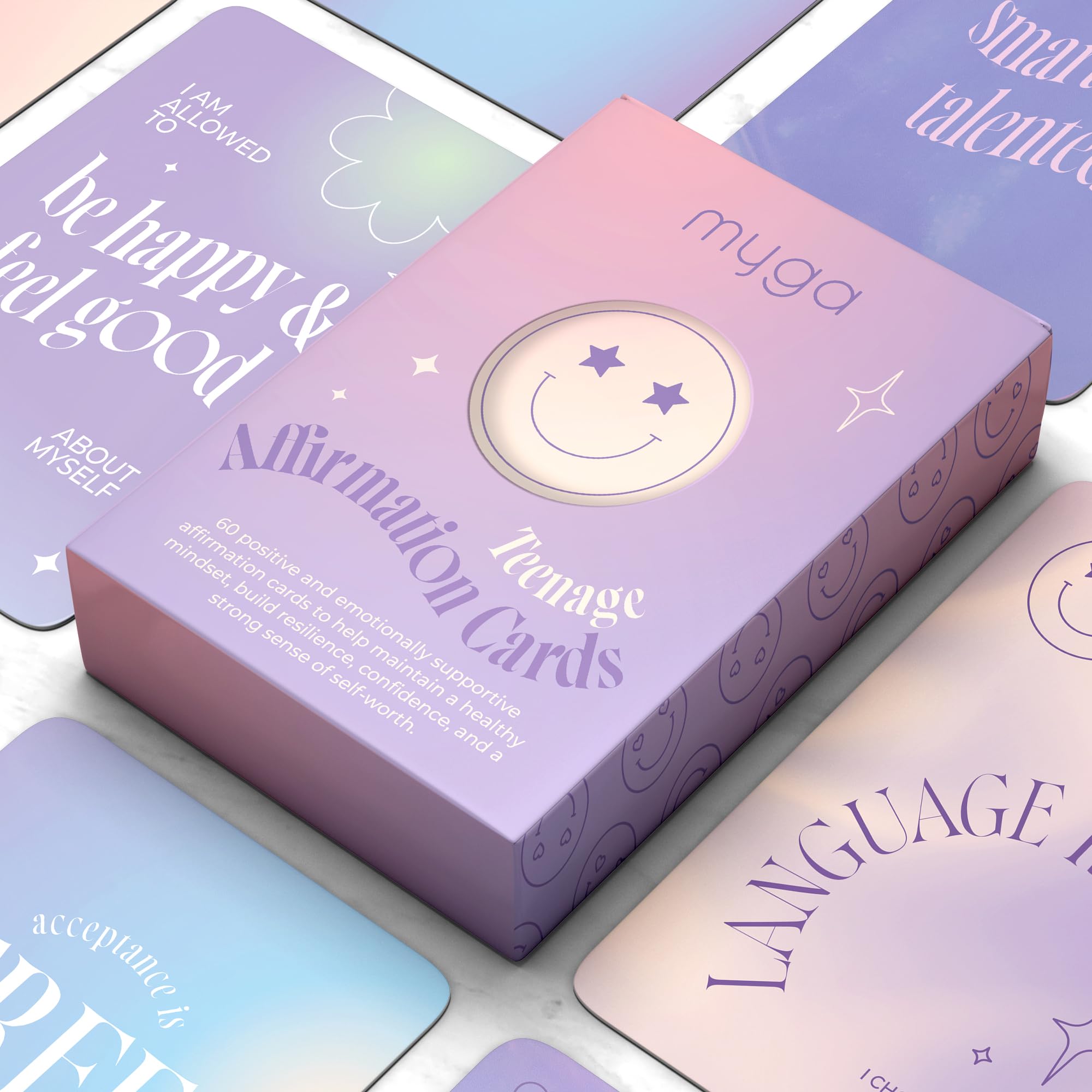 Myga Positive Affirmation Cards for Teens - 60 Daily Affirmation Cards ...