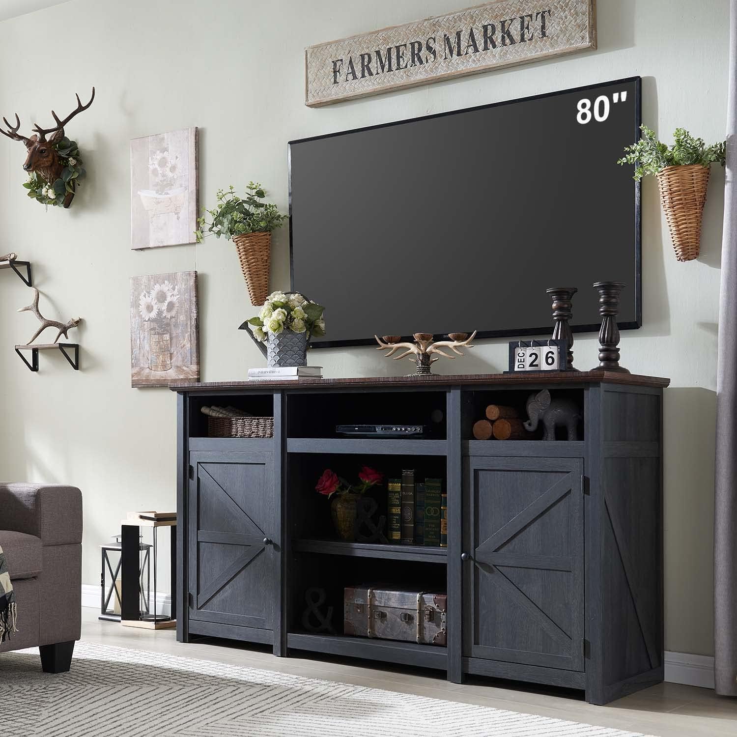 Amazon.com: OKD 75" Farmhouse TV Stand for TVs Up to 85 Inches, Large ...