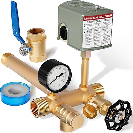 Amazon.com: Pressure Tank Tee Kit 1"x 11" with 40-60psi Well Pressure ...