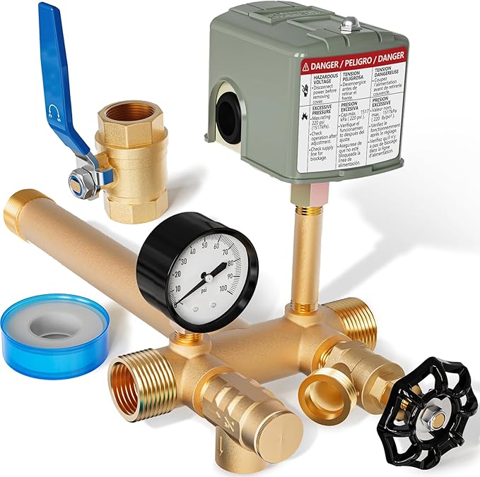 Pressure Tank Tee Kit 1"x 11" with 40-60psi Well Pressure Switch and ...