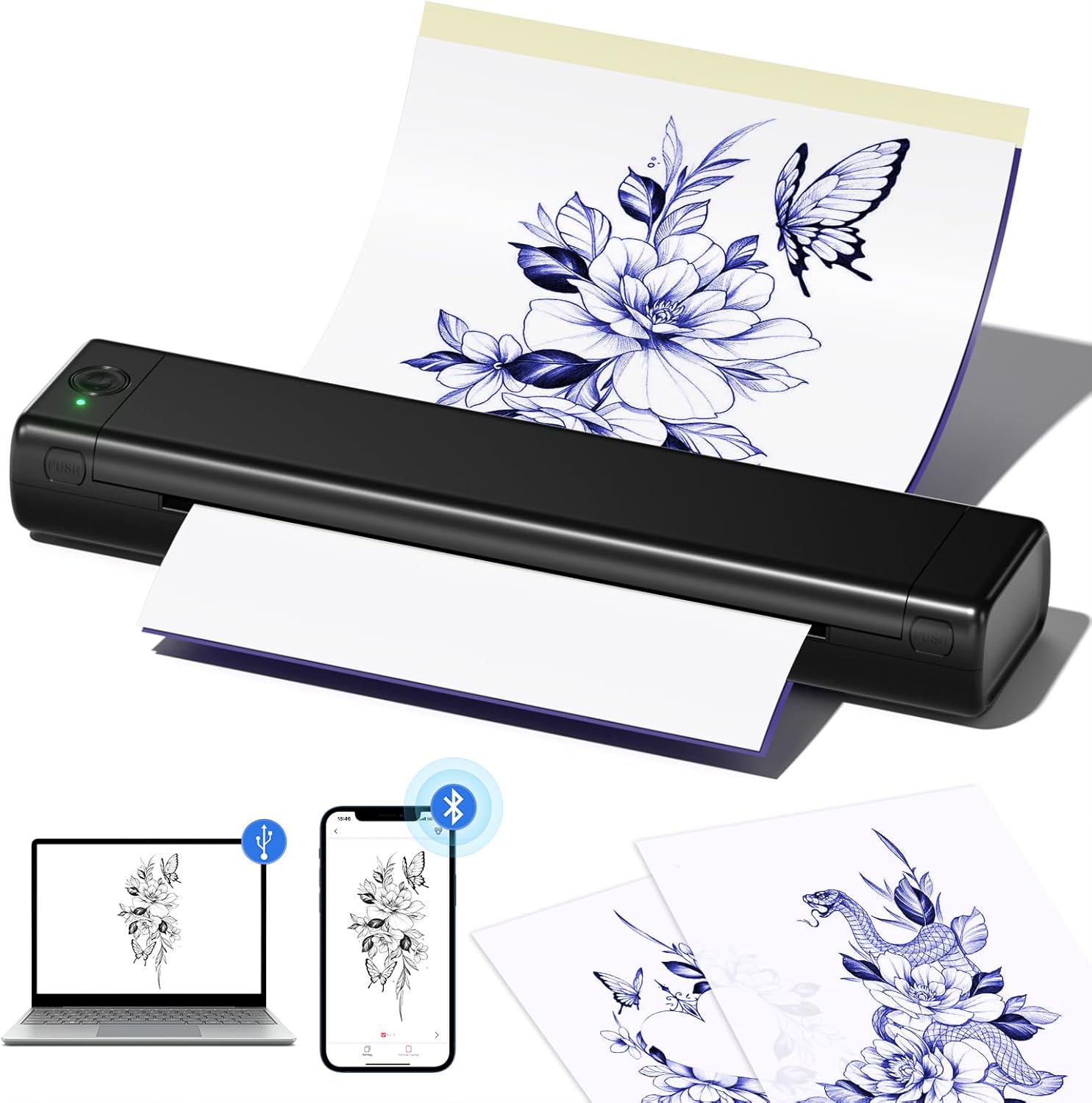 Ponek M08F Tattoo Stencil Printer, Tattoo Printer Machine with 10 Pcs ...