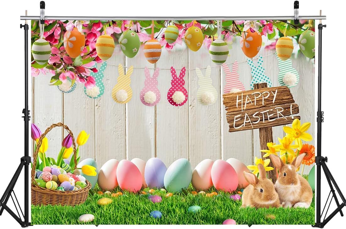 WOLADA 10x8FT Easter Backdrop Easter Spring Backdrop Easter Bunny ...