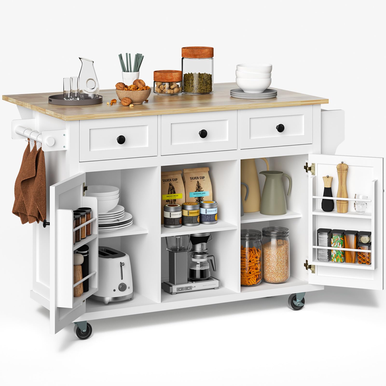 Buy Rovibek Rolling Kitchen Island with Drop Leaf Kitchen Island on ...