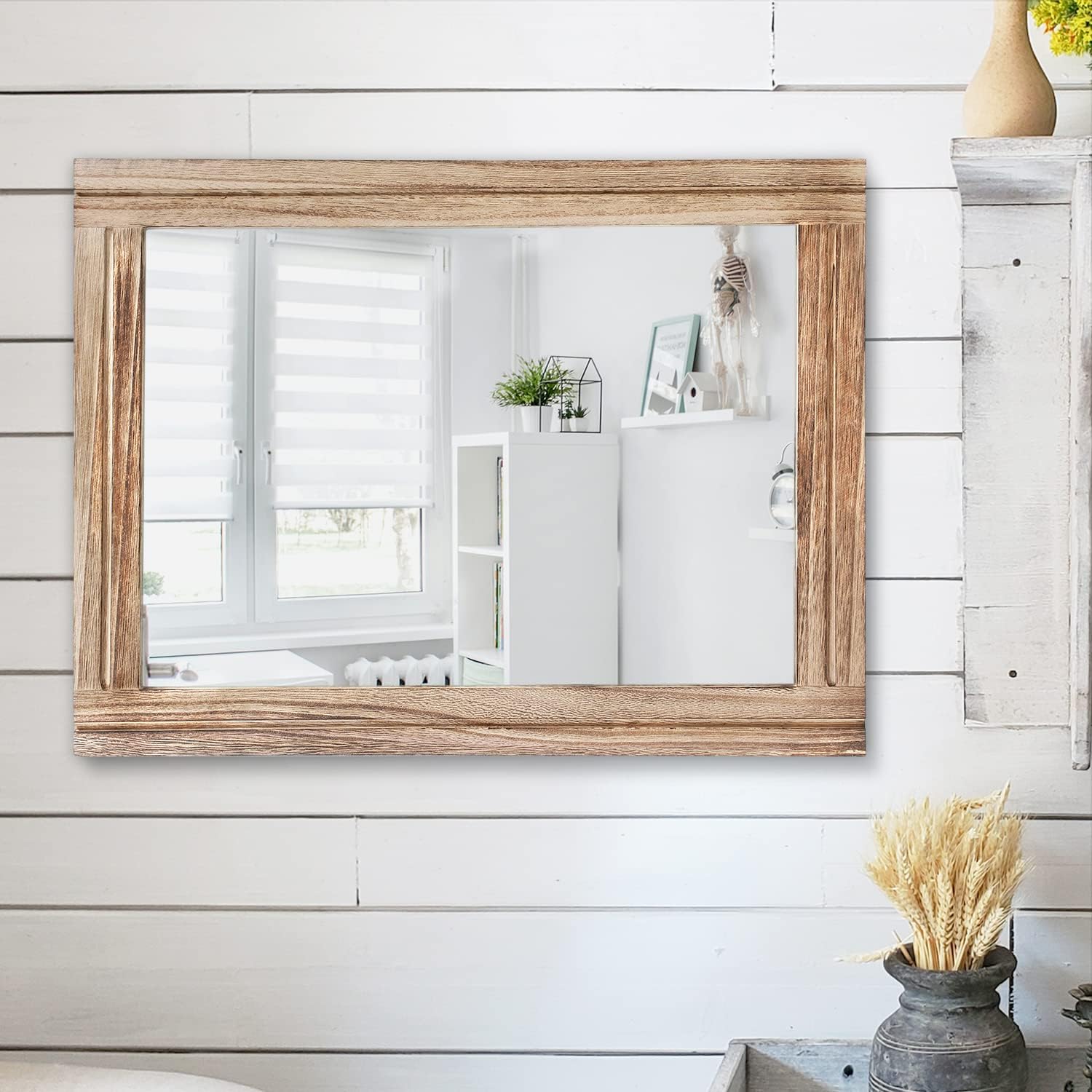 AAZZKANG Espejos rústicos para pared, espejo rectangular con marco de ...