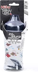 Amazon.com: Nuby Pop-up Super Slurp 360ml (Grey Shapes) : Baby