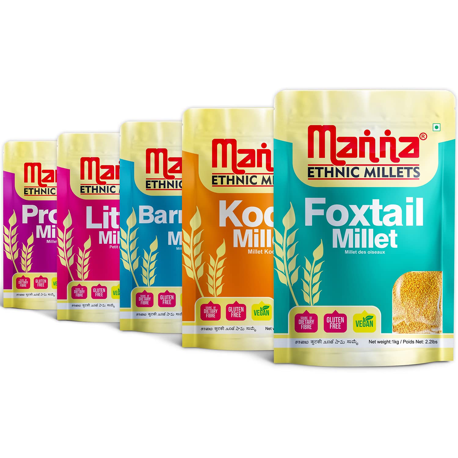 Buy Manna Millets 5kg Natural Grains Combo Pack Of 5 Foxtail 1kg