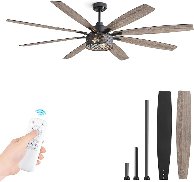 Amazon.com: Farmhouse Ceiling Fans with Lights and Remote, 72 Inch Oil ...