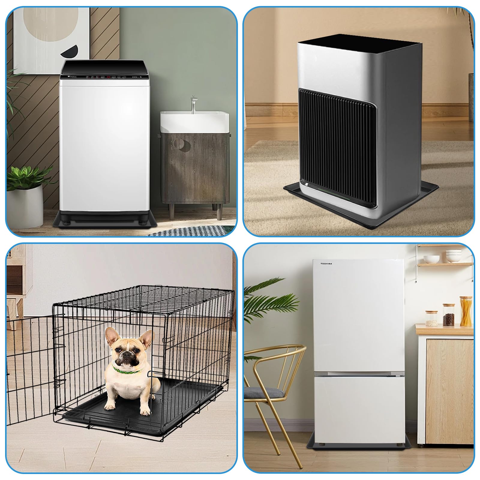 2 Pack Mini Fridge Tray with Raised Edge, Prevent Water Leakage and ...