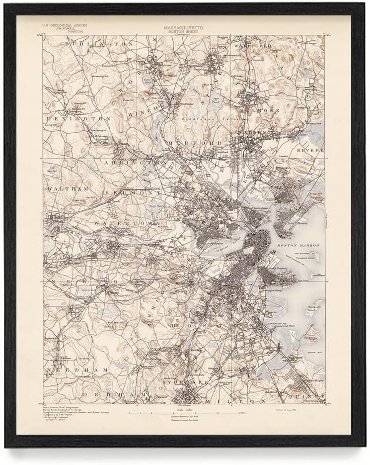 Amazon.com: WUNDERKAMMER STUDIO - Boston City Map Poster Print - Map ...