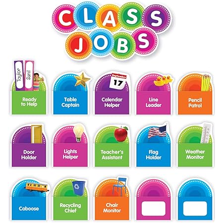 Amazon.com : 75 Pieces Colorful Class Jobs Pocket Chart Set Teacher's ...