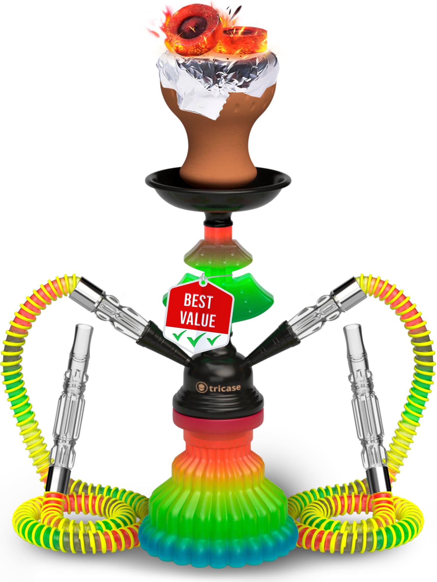 Amazon.com: tricase Rasta Hookah Set 2 Hose Hookah – LilOne 12 ...