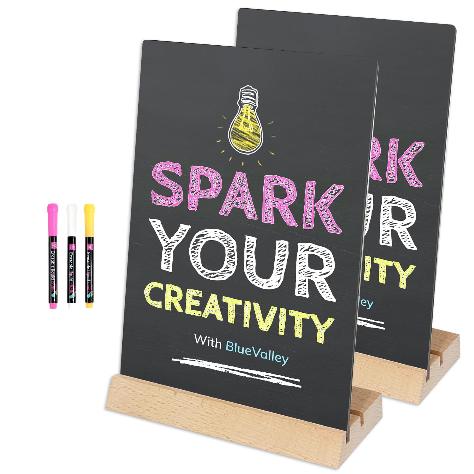 BlueValley Chalkboard Sign, 8.5x11 Acrylic Tabletop Chalk Board Desk ...