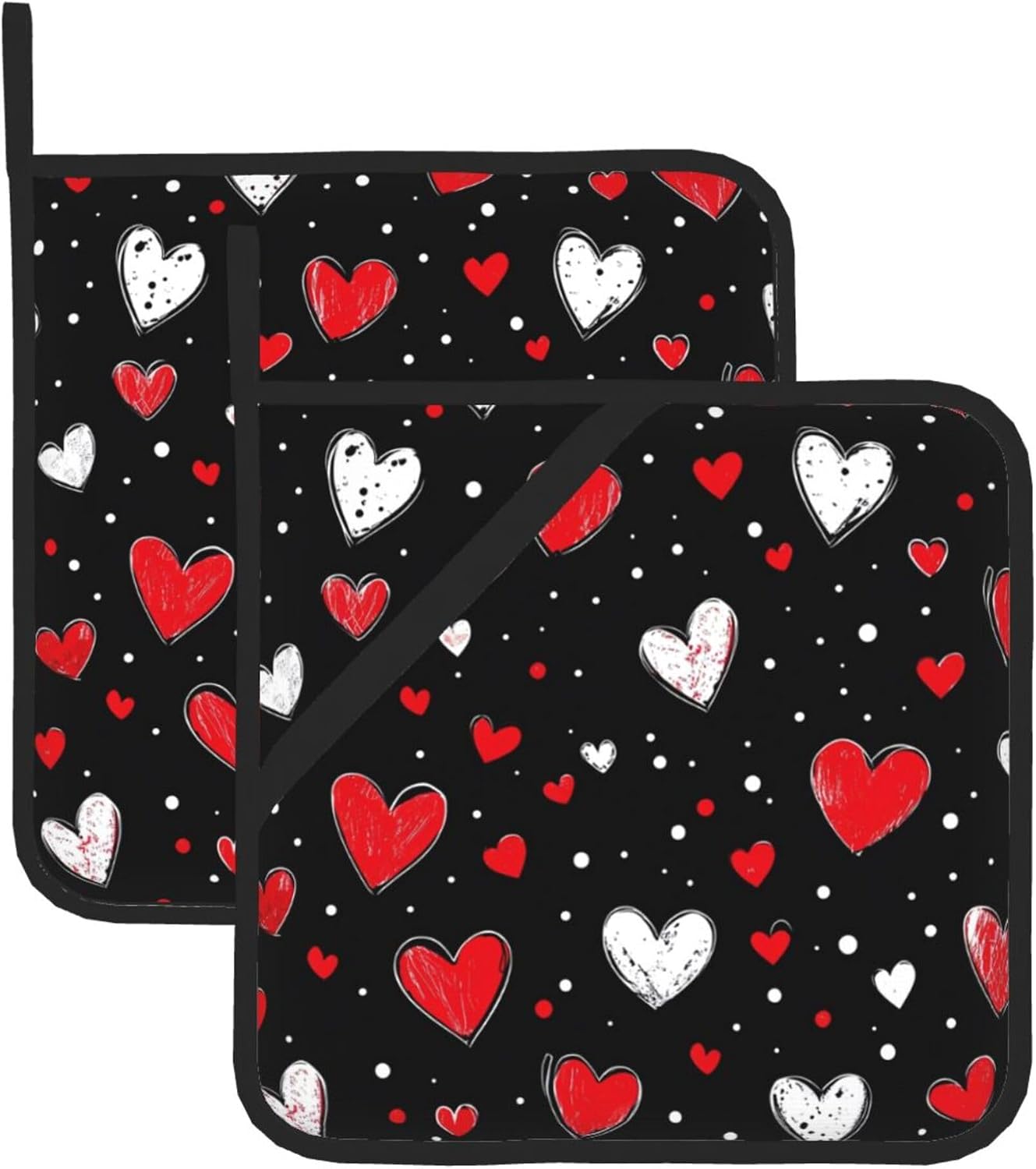 Amazon.com: 2 Pack Valentine Hearts Pot Holders - Heat Resistant ...