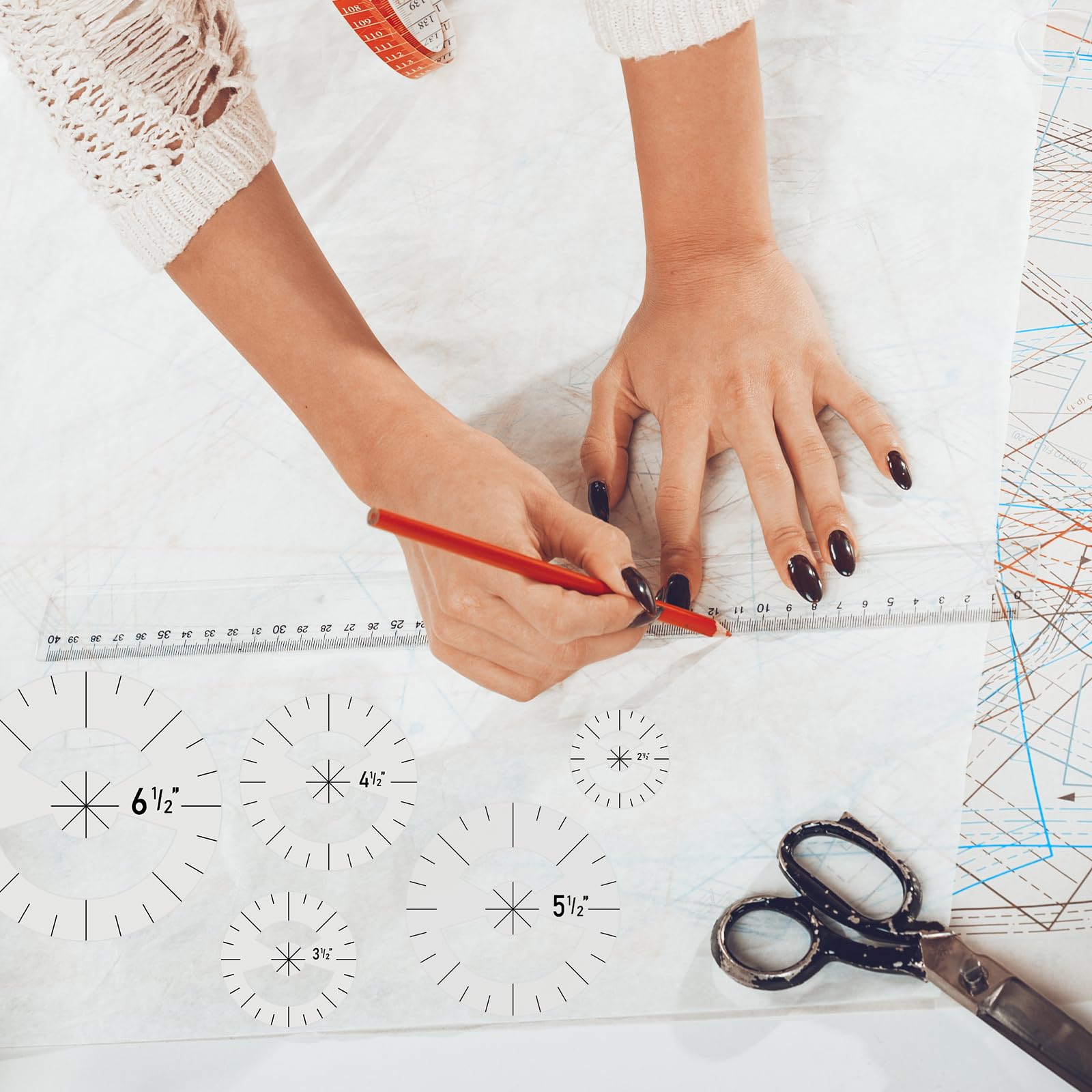 Snapklik.com : 5 Pcs Circle Ruler Quilting Template Set Clear Circle ...