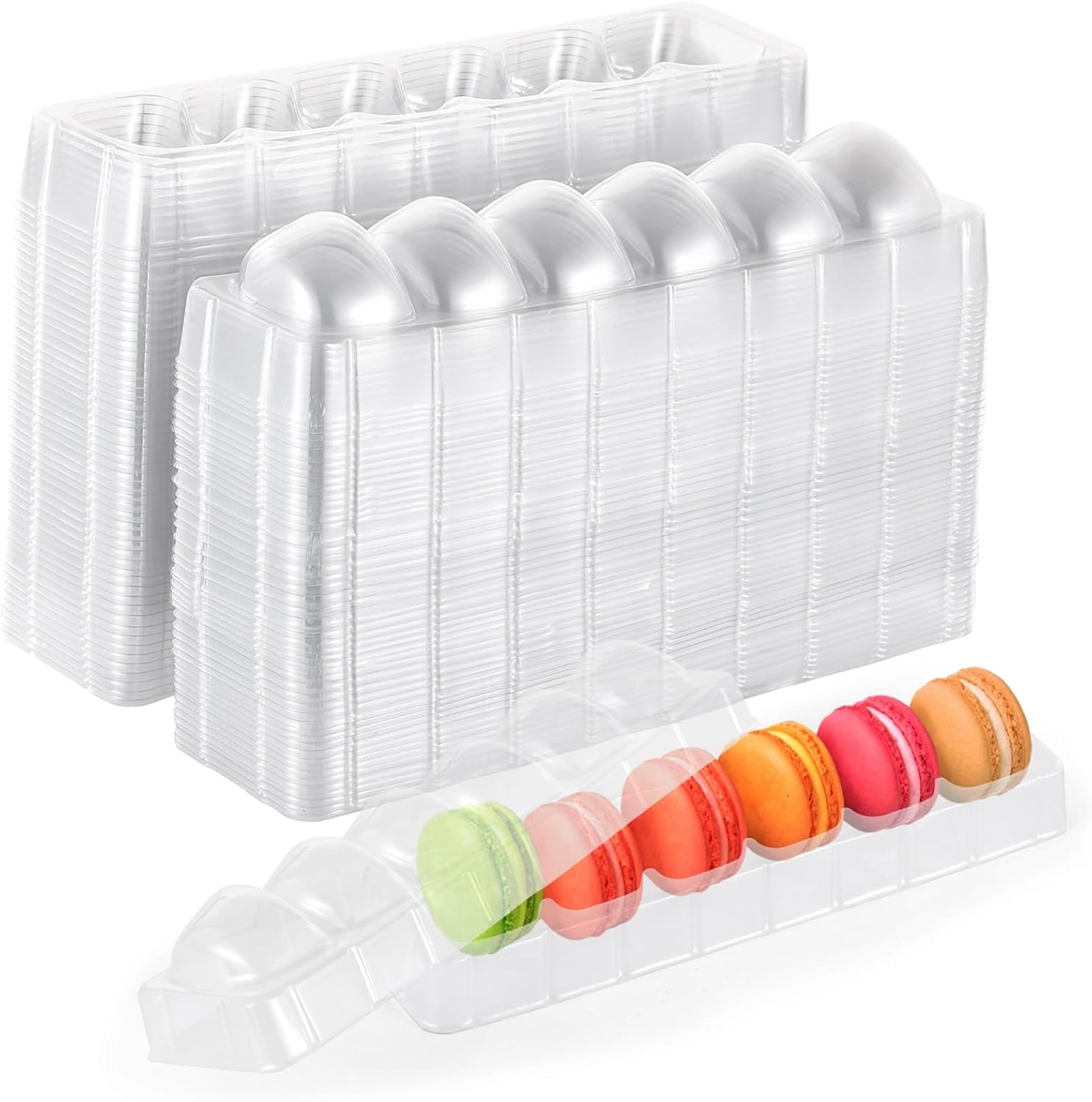 50 PCS Macaron Boxes - Clear 6-Slot Dessert Cases for Macarons & Small ...