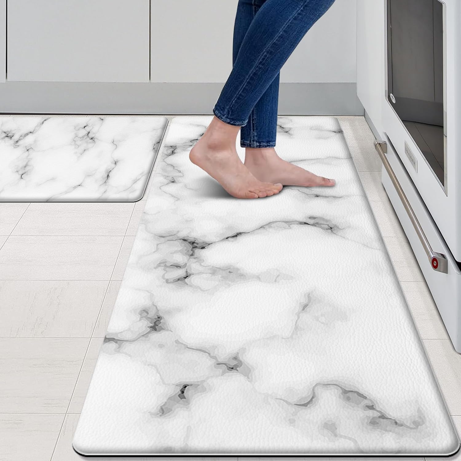 Amazon.com: MAYHMYO Kitchen Rugs and Mats Set of 2 White and Black ...