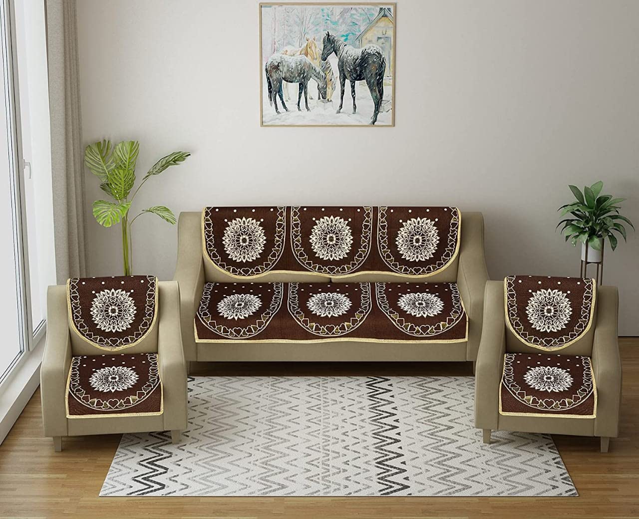 Shree Haridas Cotton Sofa Cover Set of 5 Seater - Premium Sofa Covers 3 ...