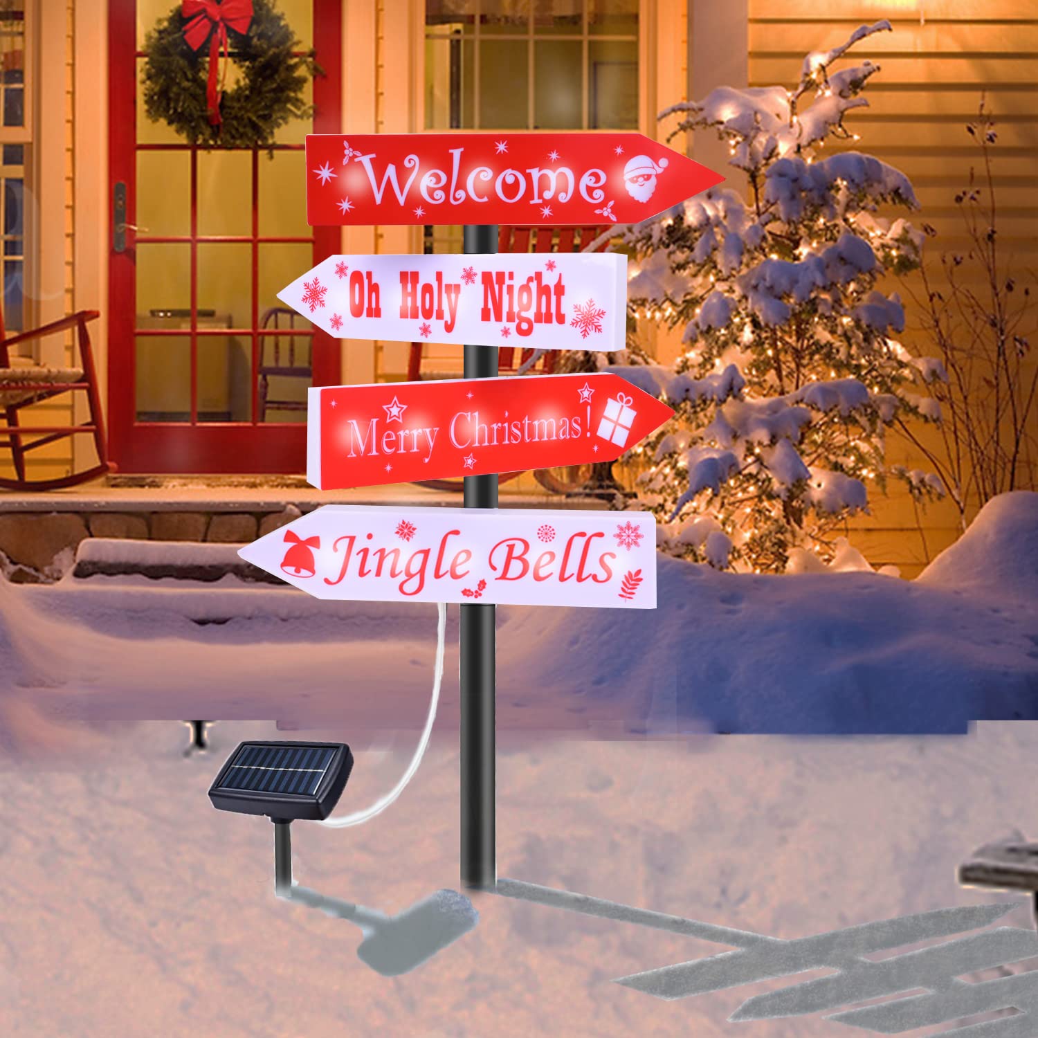 Amazon.com : Christmas Solar Pathway Sign Lights, 37” Large LED Garden ...