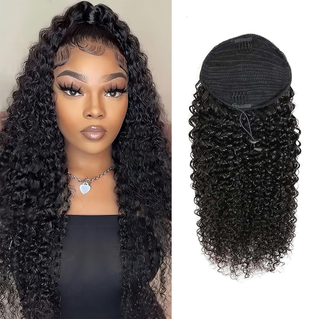 Amazon.com : Human Hair Drawstring Ponytail for Black Women - Kinky ...