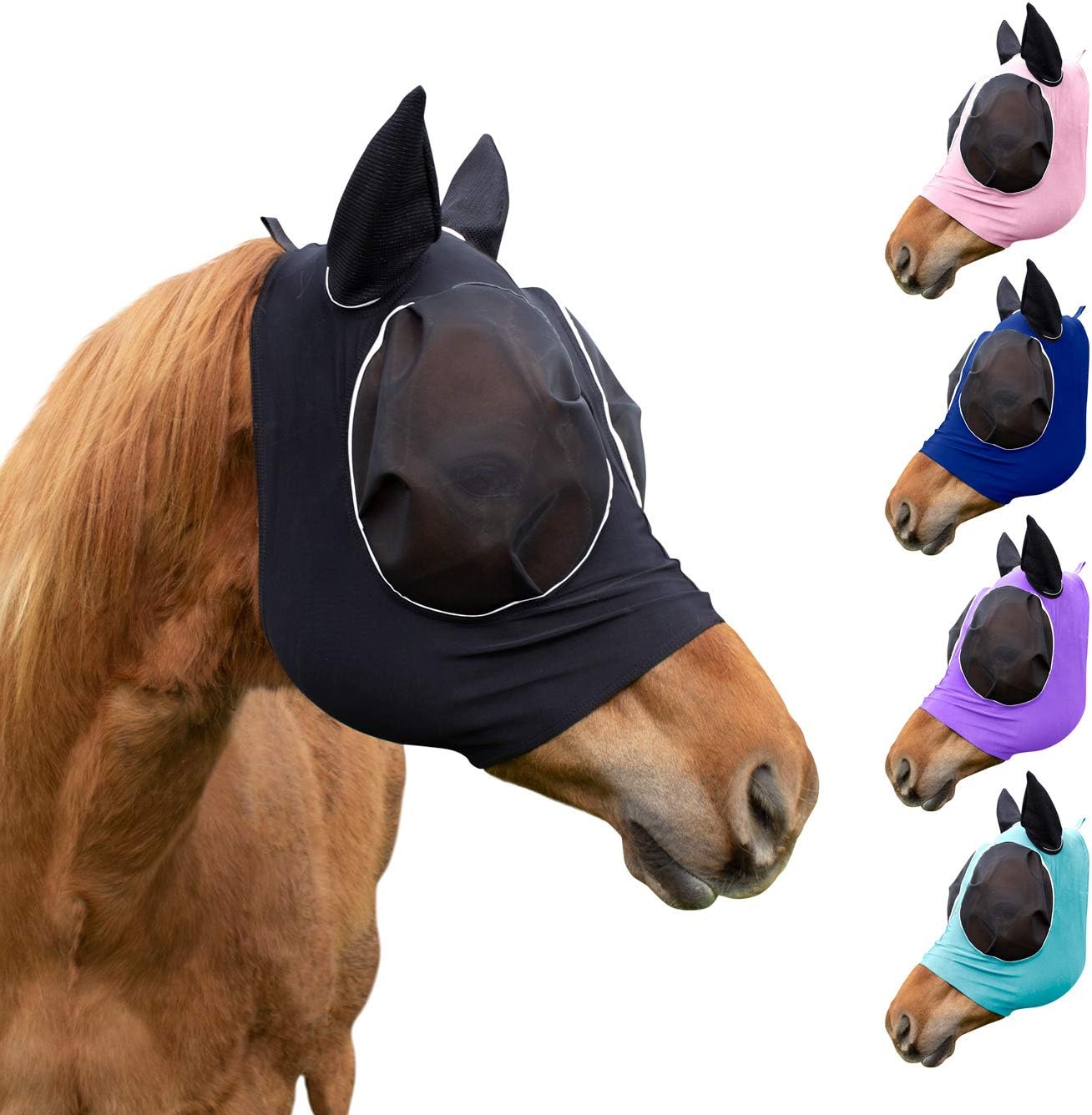 Amazon.com: Derby Originals Reflective Lycra Fly Mask with 1 Year ...