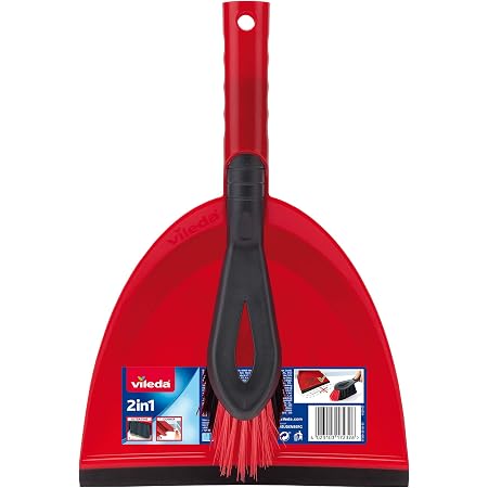 Vileda 2-in-1 Dustpan Set, Red : Amazon.co.uk: Grocery