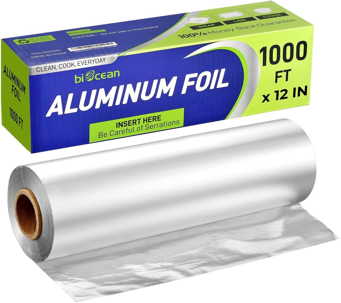 Amazon.com: Biocean Aluminium Foil 12''x1000 Sq.Ft for Food, Heavy Duty ...