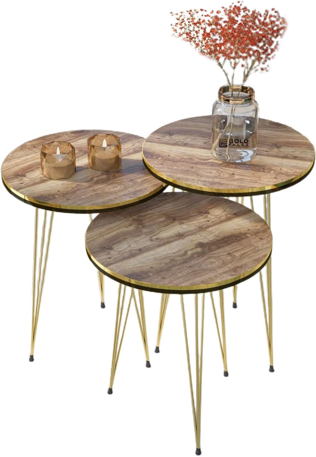 Amazon.com: MOOGCO Nesting Coffee Tables with Metal Legs, Round Set of ...