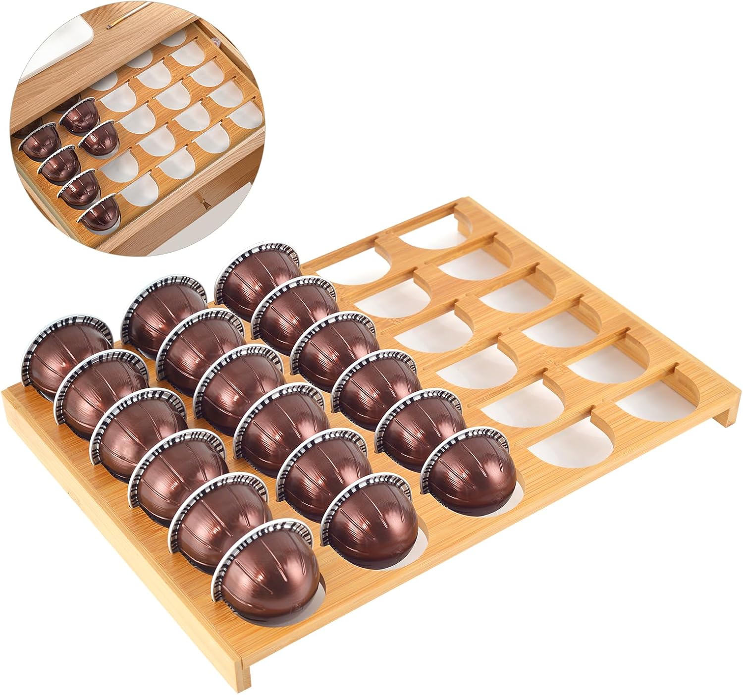 Amazon.com: Bamboo Coffee Pod Holder Drawer Coffee Pod Storage ...