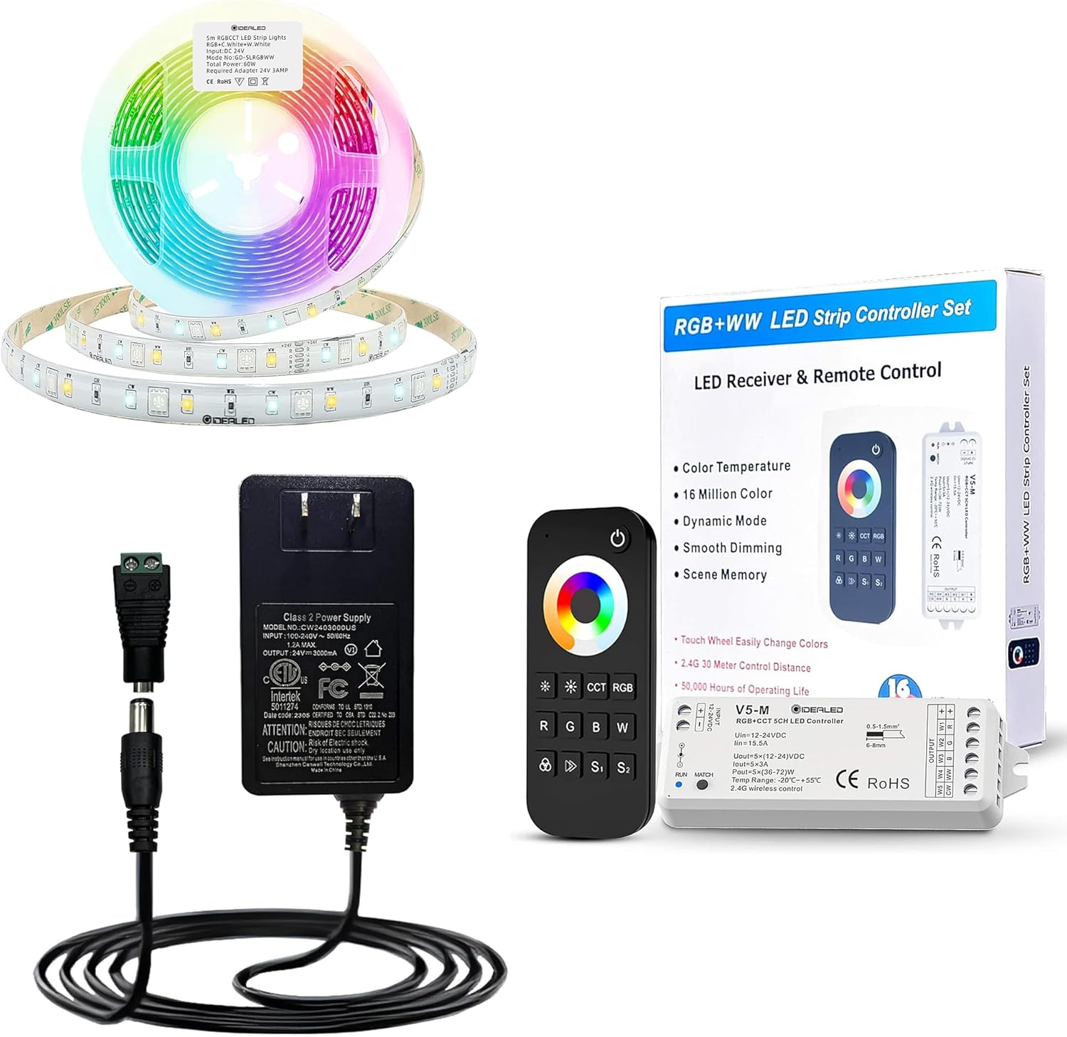 Amazon.com: GIDEALED 4-Zones RF Remote RGBW LED Controller with 24V ...