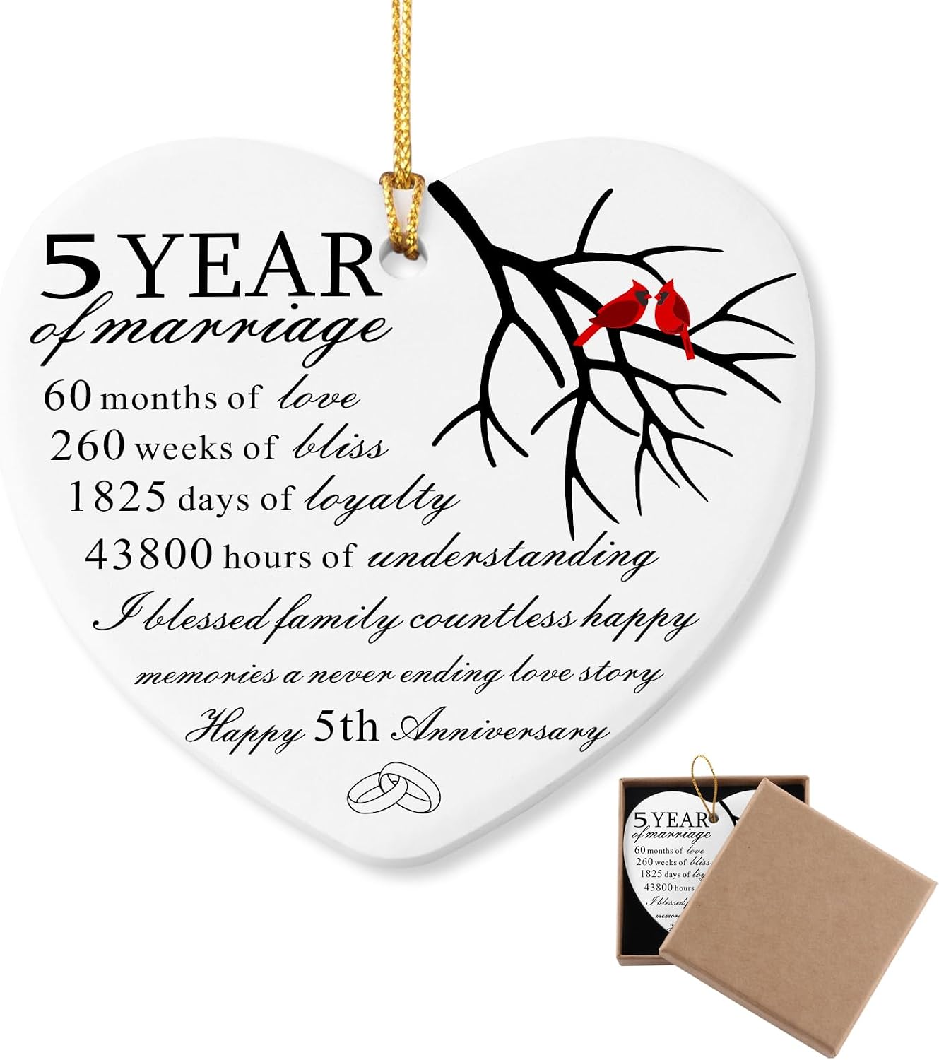 Amazon.com: 5 Year Marriage Anniversary Engagement Gift for Him Her ...