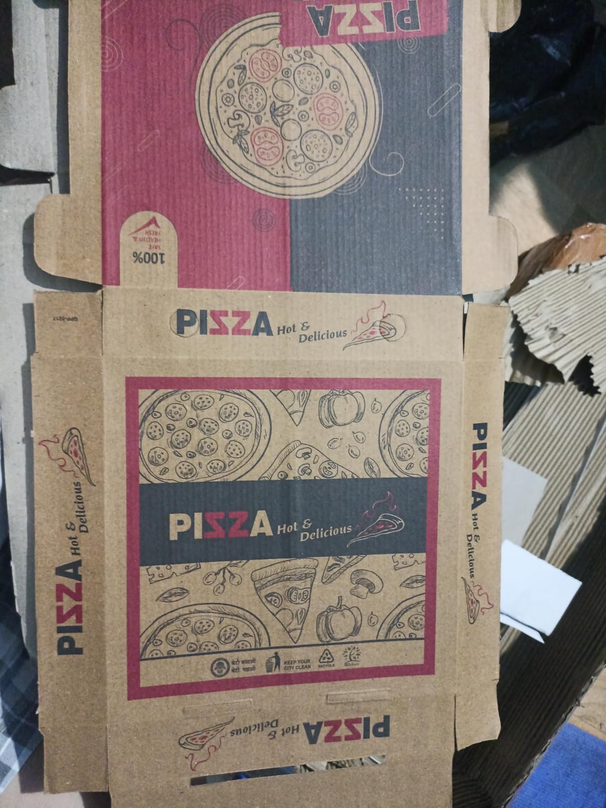 Kagaz Kreations Pizza Box 8.5'' craft (Pack of 50 boxes) (Design-C ...