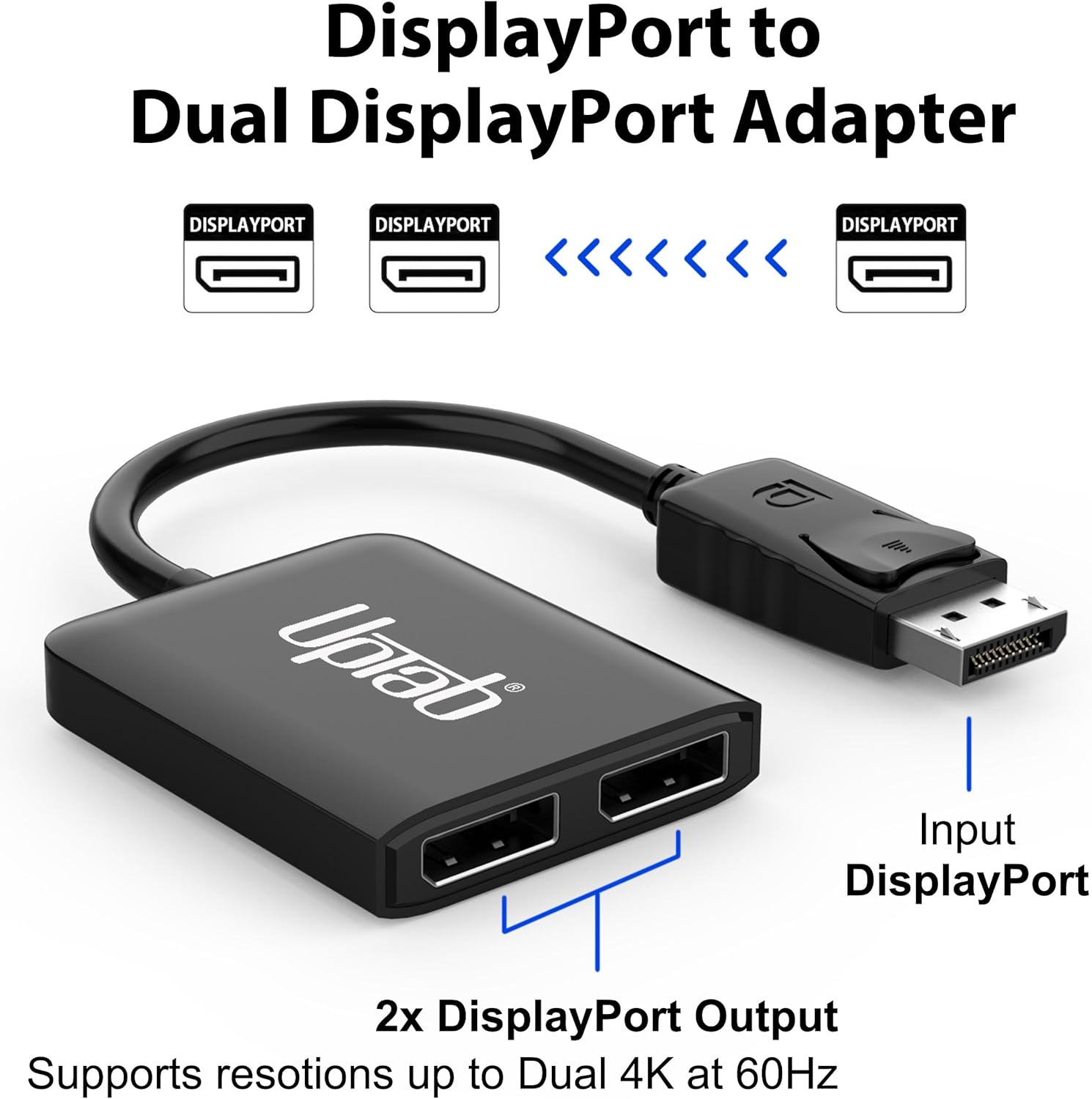 uptab DisplayPort a Dual DisplayPort 8K Adaptador Multi Monitor ...