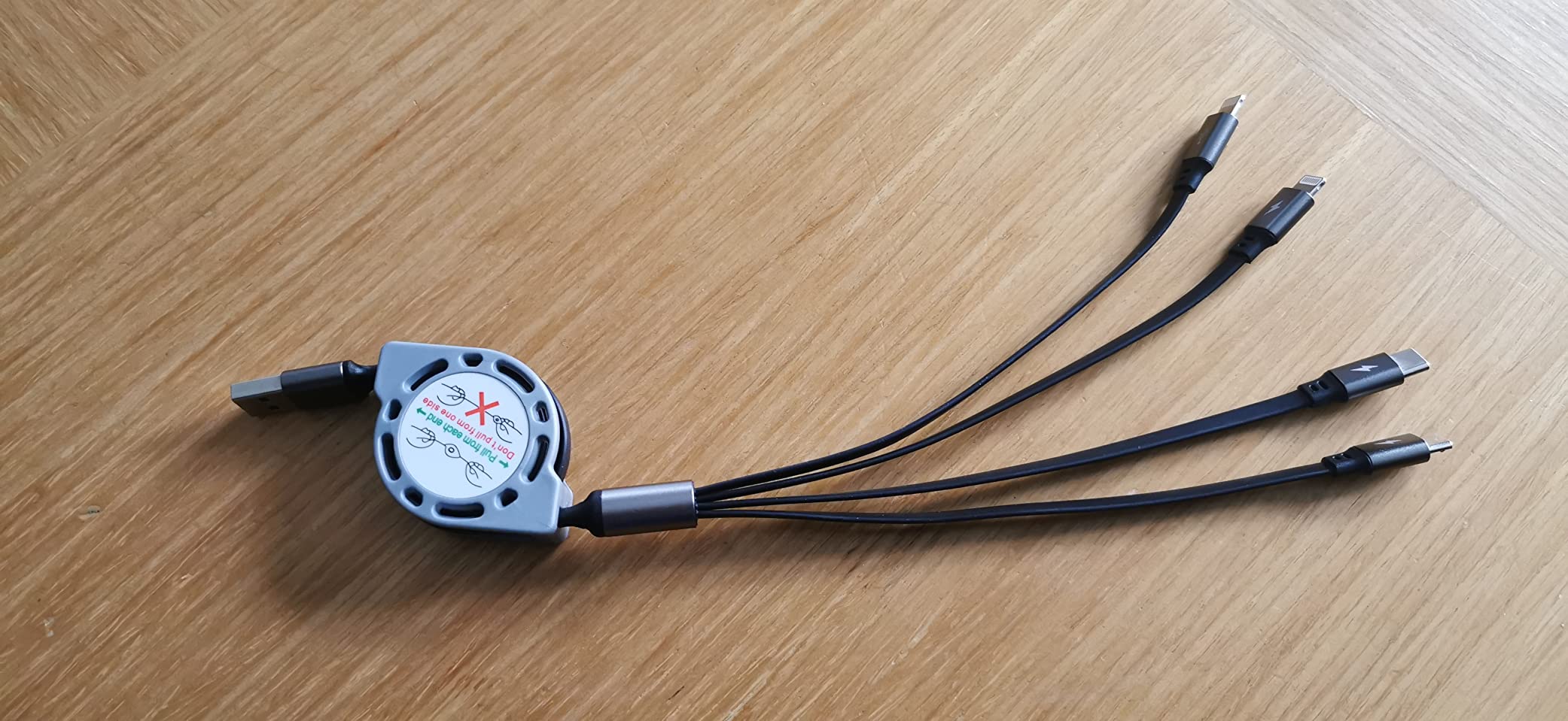 Minlu 2Pack 1.2M Retractable Multi Fast Charger Cable 4A, 4 in 1 ...