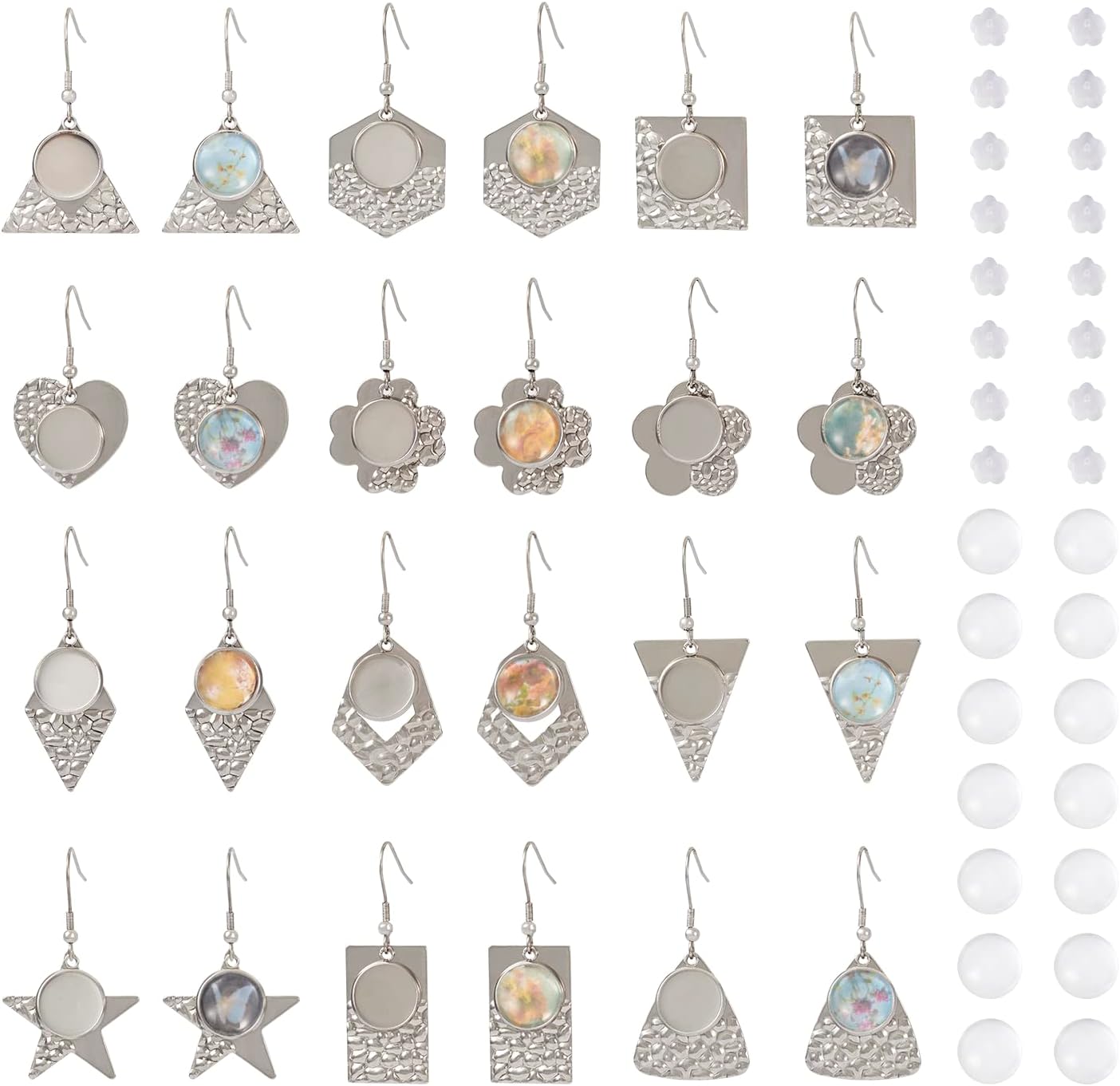 Amazon.com: FASHEWELRY 24Pcs Stainless Steel Earring Bezel Trays Blank ...