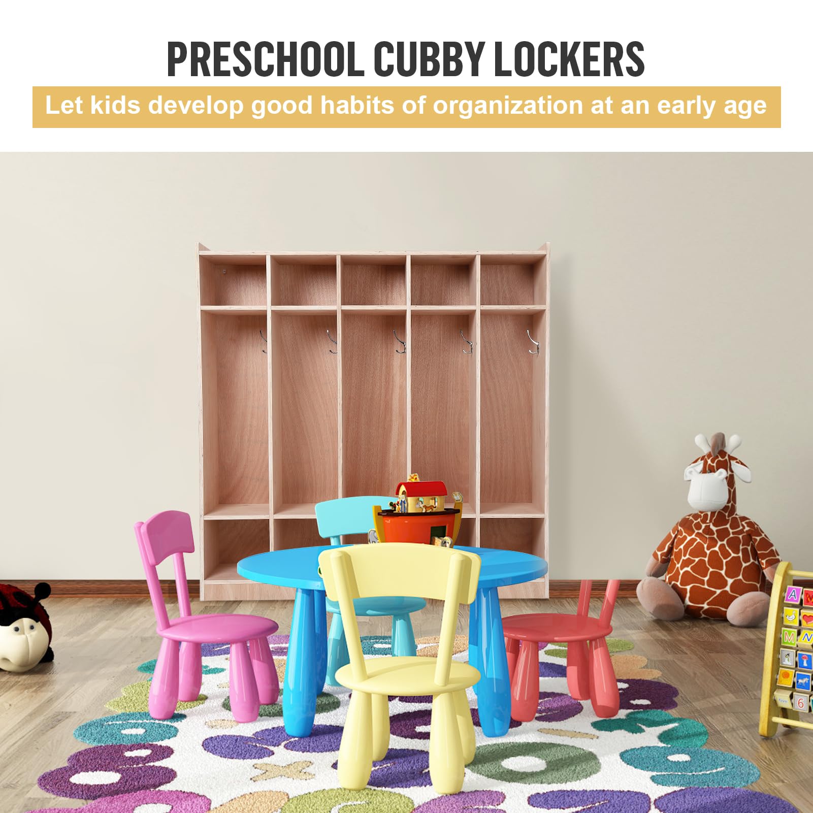 Snapklik.com : Garvee 5-Section Classroom Coat Locker, 10 Cubbies For ...