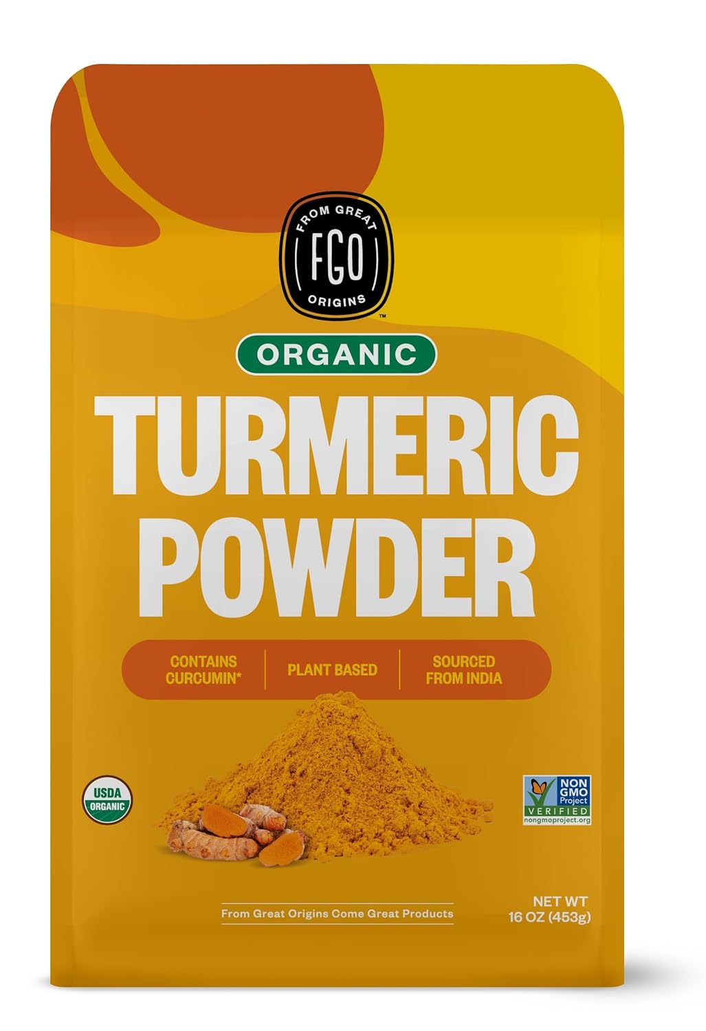 Amazon.com : FGO Organic Turmeric Powder w/Curcumin, from India, 16oz ...