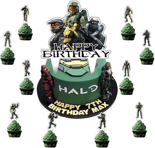 Amazon.com: 37pcs The Master Chief Cake Decorations with 1pcs The ...